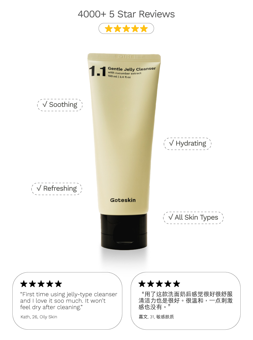 Goteskin Gentle Jelly Cleanser Twin Pack (100mlx2) - Ligtweight Gel ...