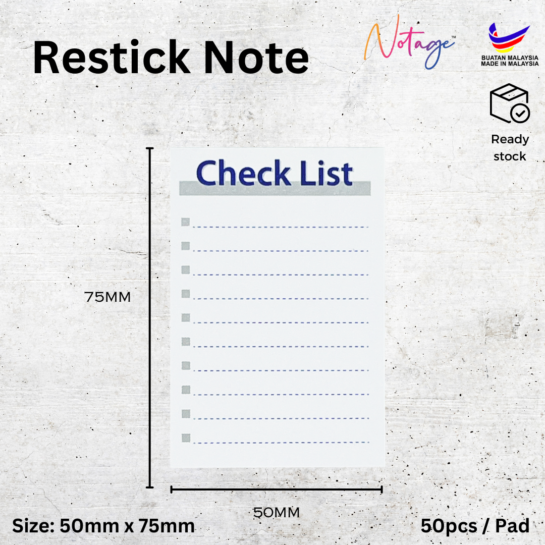 Mini Sticky Note 50's / To Do List / Reminder / Check List / Daily Memo ...