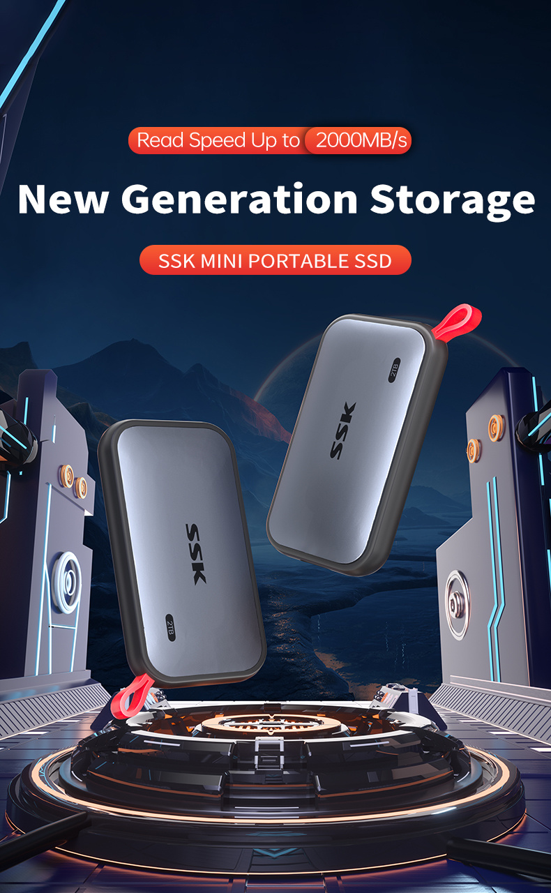 SSK Ultra Portable External SSD Storage USB Type C 3.2 Gen 2x2 (2000Mb ...