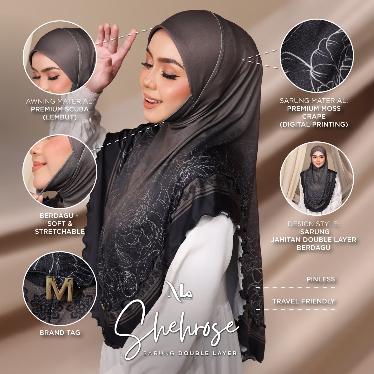 Shehrose SARUNG DOU LAYER SHEHROSE AWNING PREMIUM SCUBA Kain Premium ...