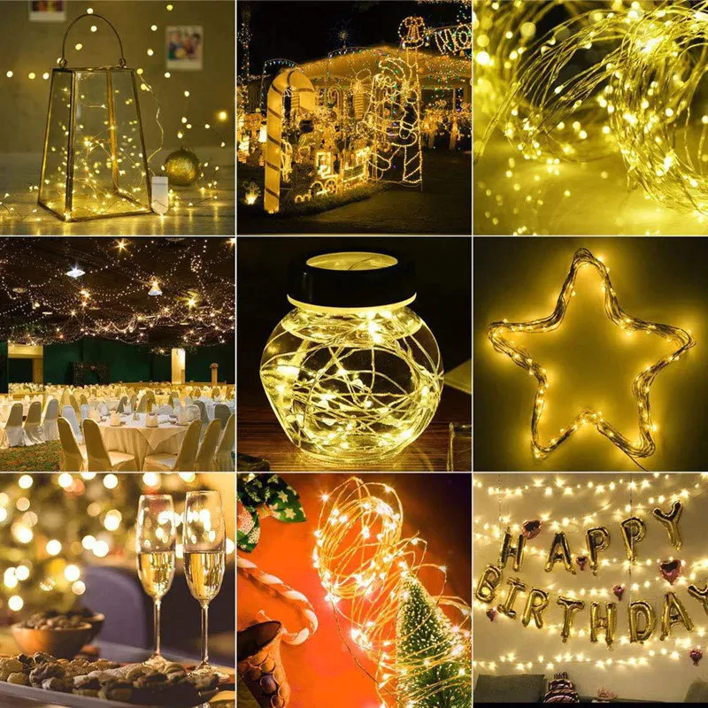 10M 100LED 2Modes LED Light Fairy Light String Light Battery Operated ...