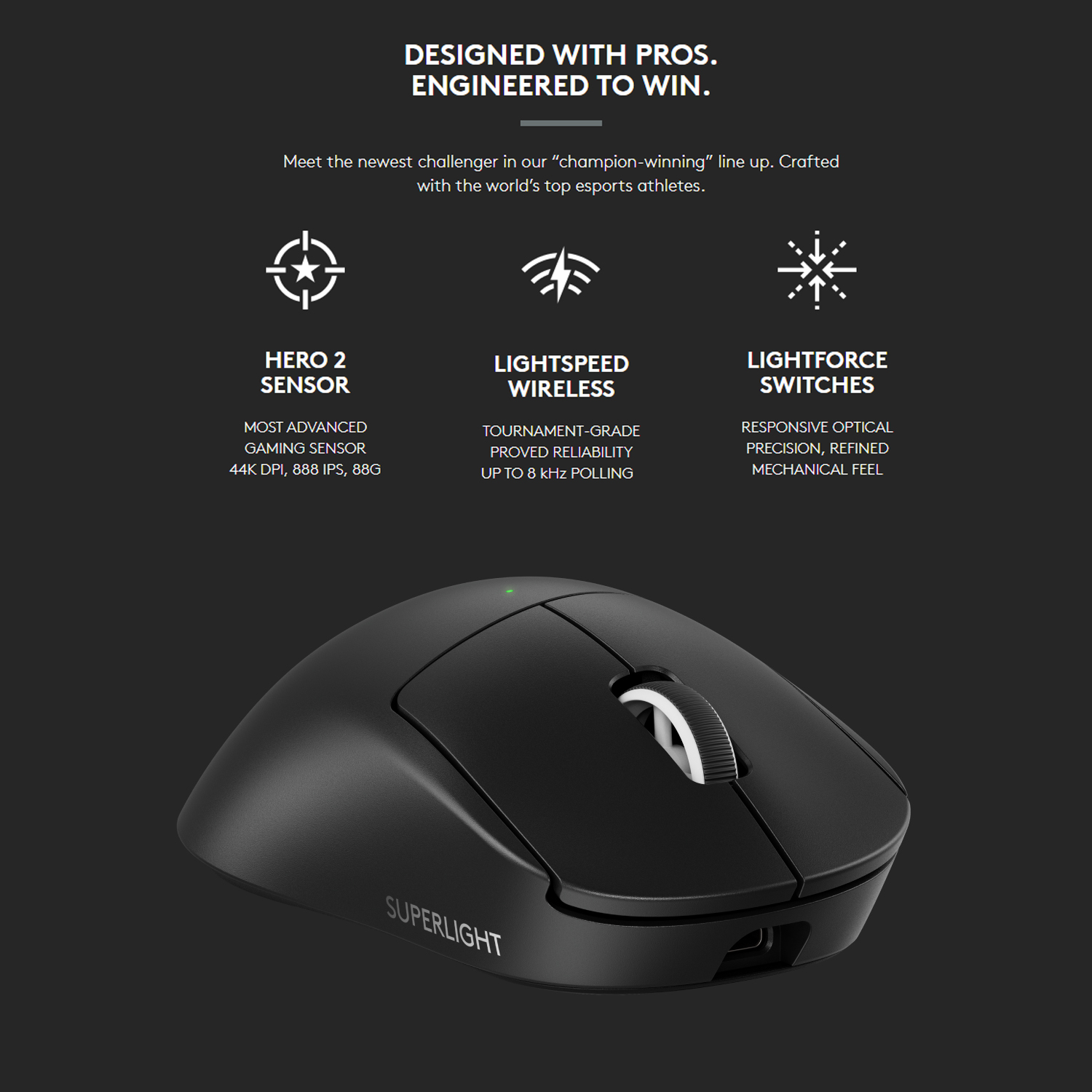 Logitech G PRO X Superlight 2 DEX LIGHTSPEED Wireless Gaming Mouse with ...