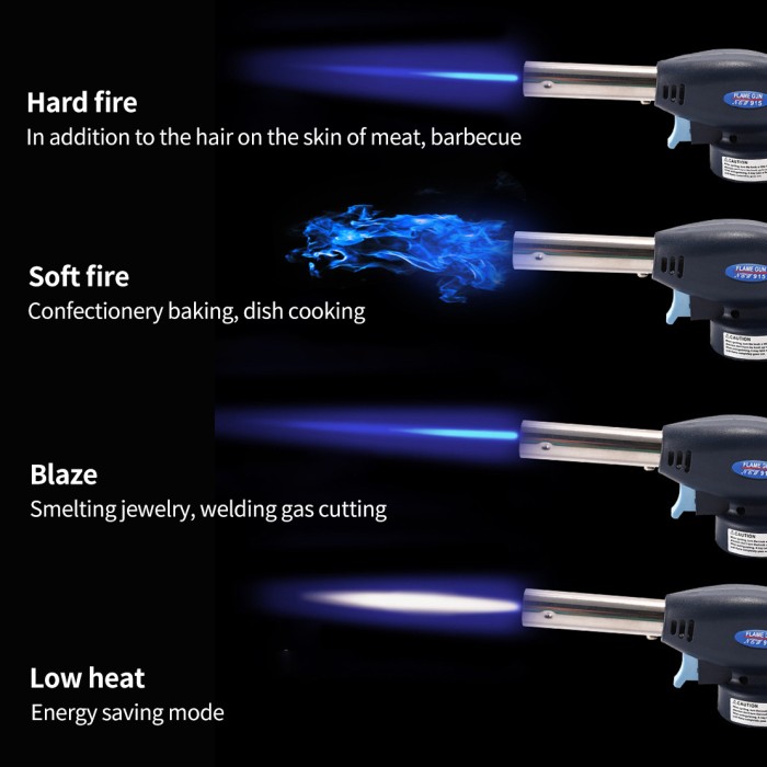 Butane Gas Blow Torch Adjustable Flame Gun Head Auto Ignition Gas ...