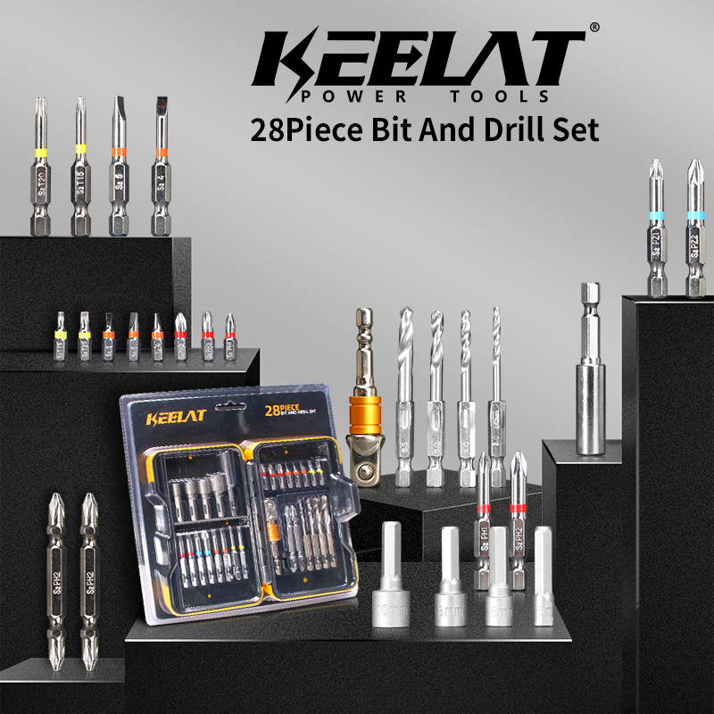 KEELAT 28/26pcs 1/4" Cross Hex Driver Torx Bits Hard Alloy Screw Driver ...