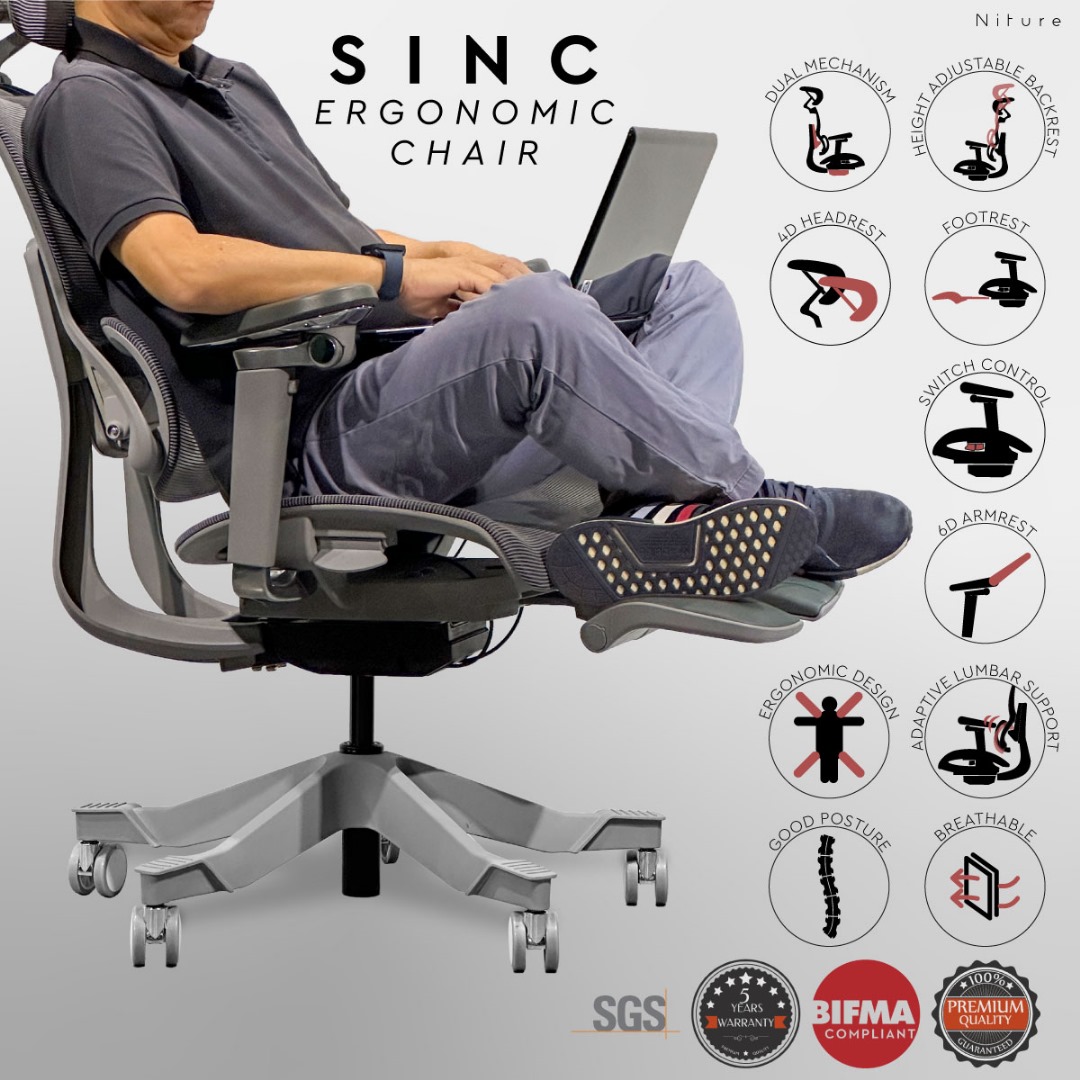 Niture SINC Ergonomic Chair/Mesh Chair/High Back Chair/Office Chair ...
