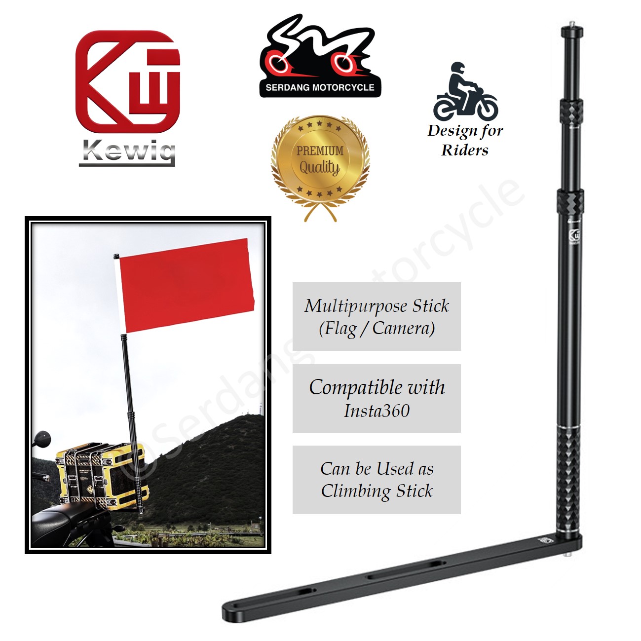 KEWIG QG1 Multipurpose Stick Mount Gopro Camera Action Cam Rider ...