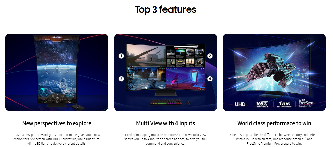 Samsung 55" Odyssey Ark 2 G97NC DQHD 165Hz Gaming Monitor ...