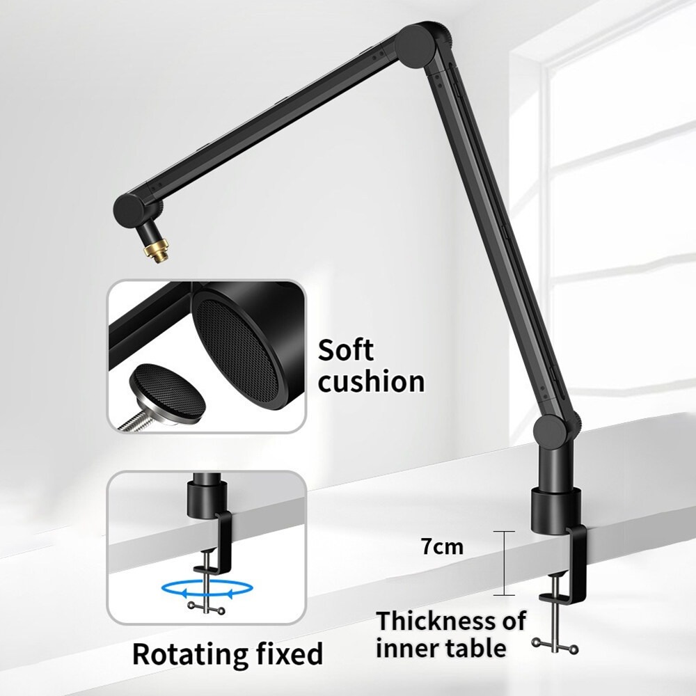 Adjustable Mic Stand Phone Holder Extendable Desk Clamp Microphone Arm ...