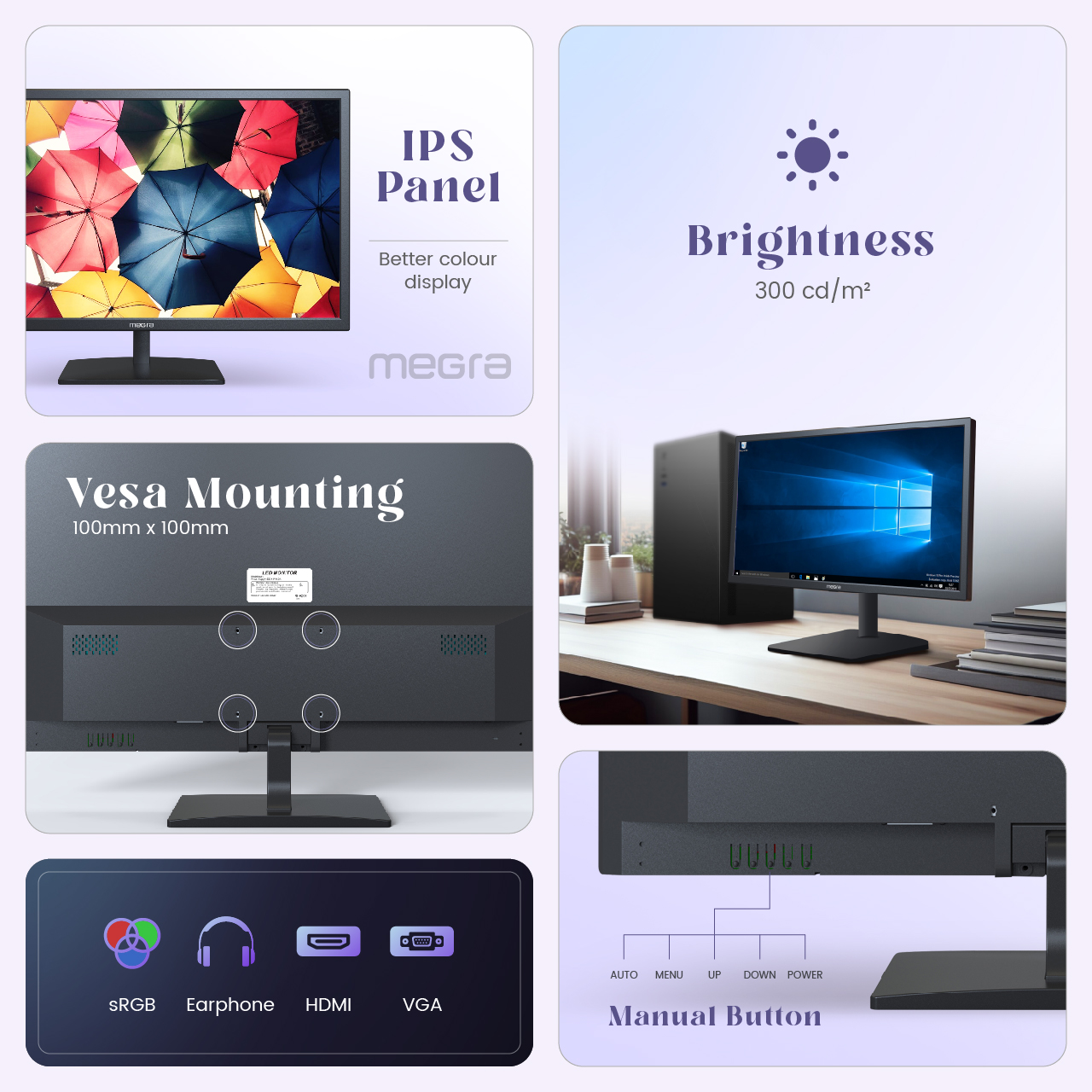 MEGRA Monitor 27 Inch Monitor PC Desktop Computer 75Hz Refresh Rate ...