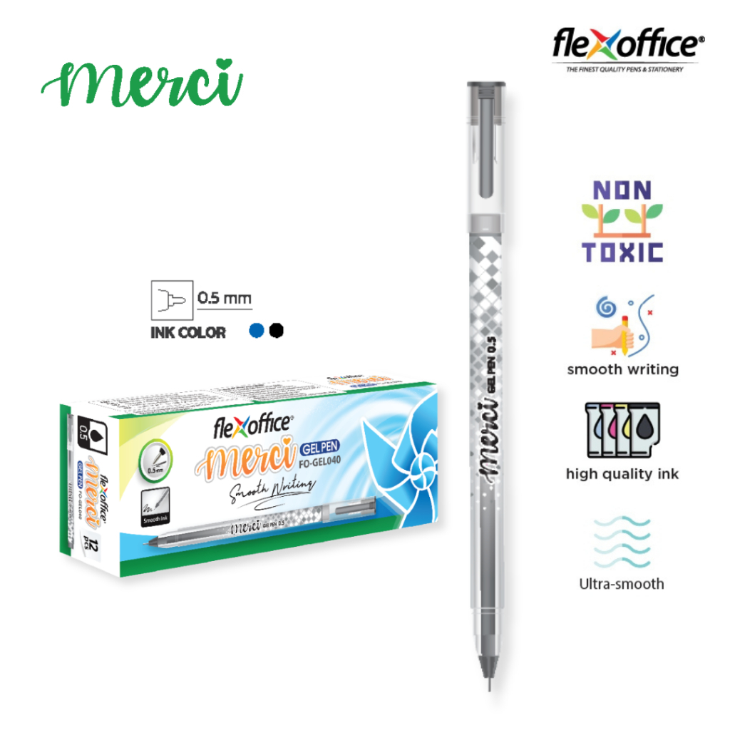 FlexOffice Merci Gel Pen 0.5 Quick Drying Large Capacity Bullet Tip ...