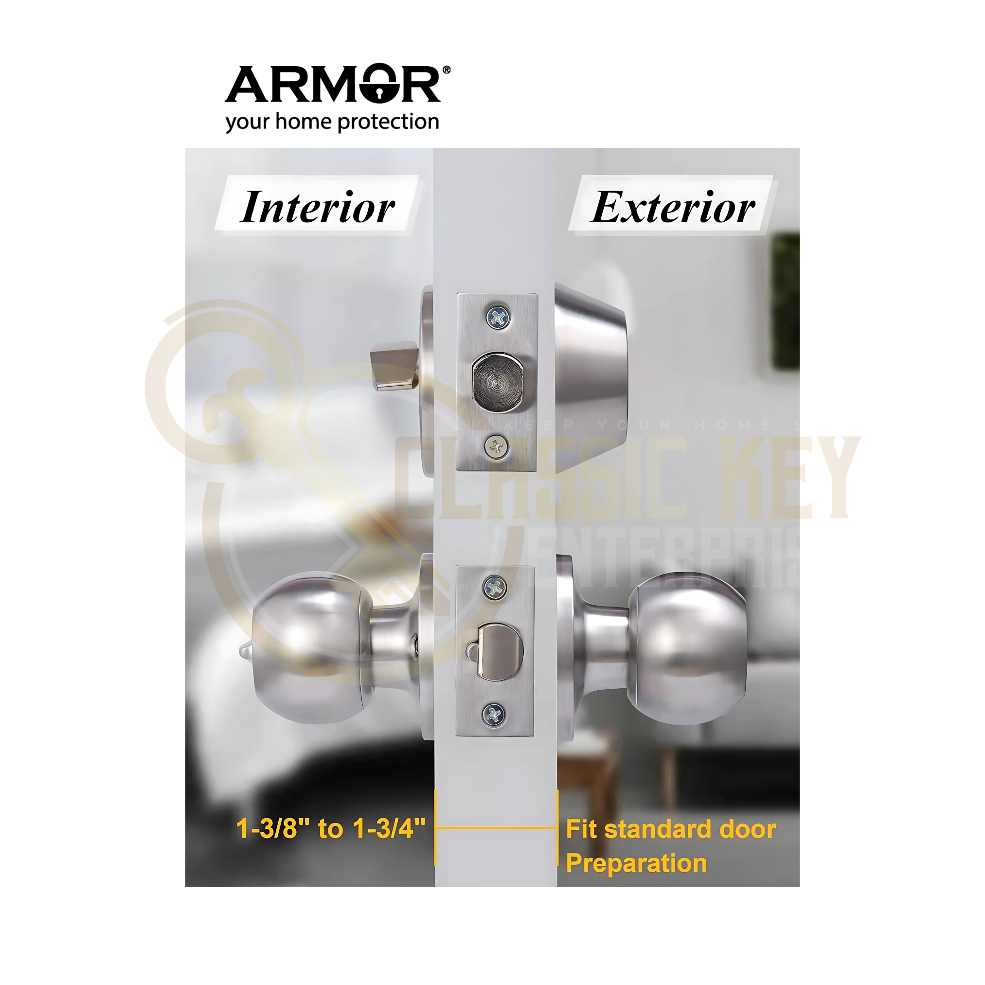 ARMOR Deadbolt Door Lock Entrance Single Side Key Model ADL-101 (Silver ...
