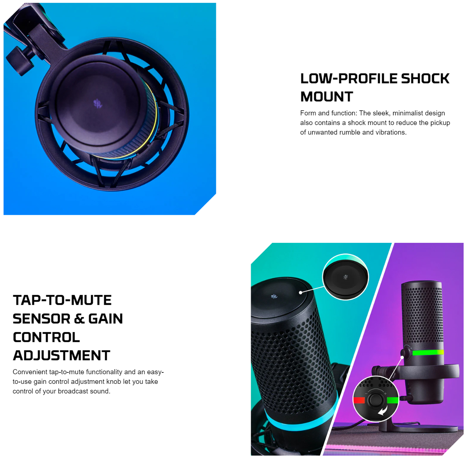 HyperX DuoCast USB Microphone with RGB Lighting | Tap-To-Mute Sensor ...