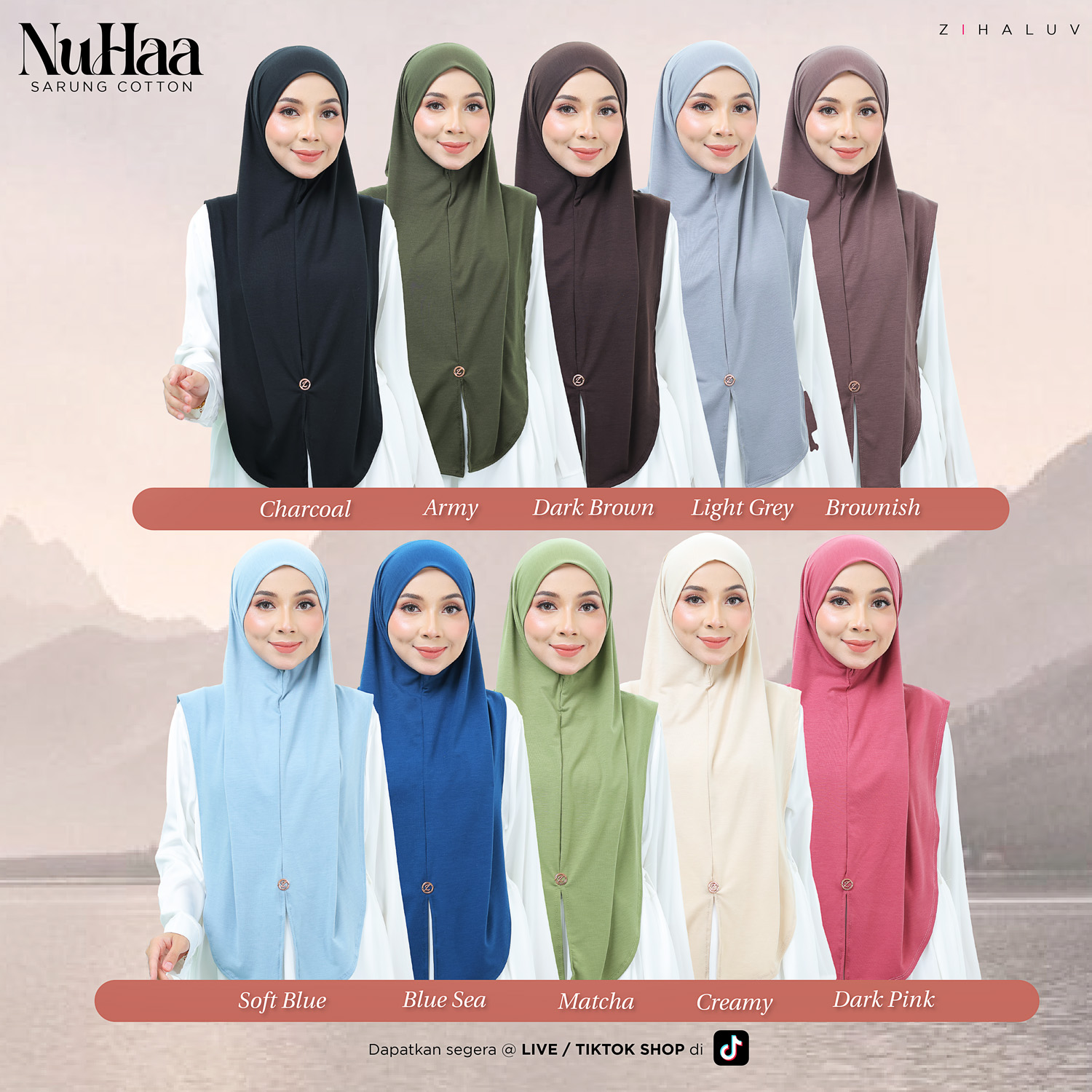 Zihaluv - Tudung Nuhaa Sarung Ironless - Soft Cotton - Bidang 55 - 5 RM100 | Shopee Malaysia