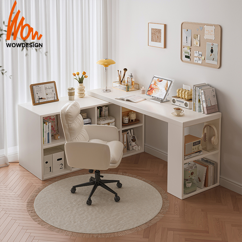 Study Table Meja Belajar With Storage Cabinet L-shape Table Computer ...