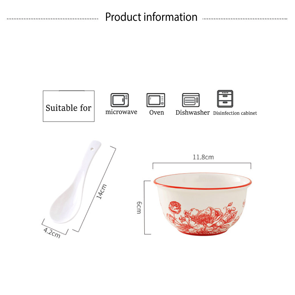 Rose flower Style Ceramic Dinnerware Gift Set With Box Bowl Set Mangkuk ...