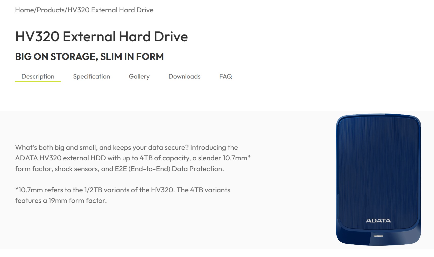 Adata External 1TB 2TB HDD HV320 / HV620S BLACK BLUE WHITE Slim ...