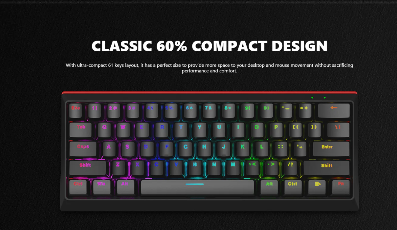 Marvo KG962G Hecate 61 Mechanical Gaming Keyboard with 61 Keys ...