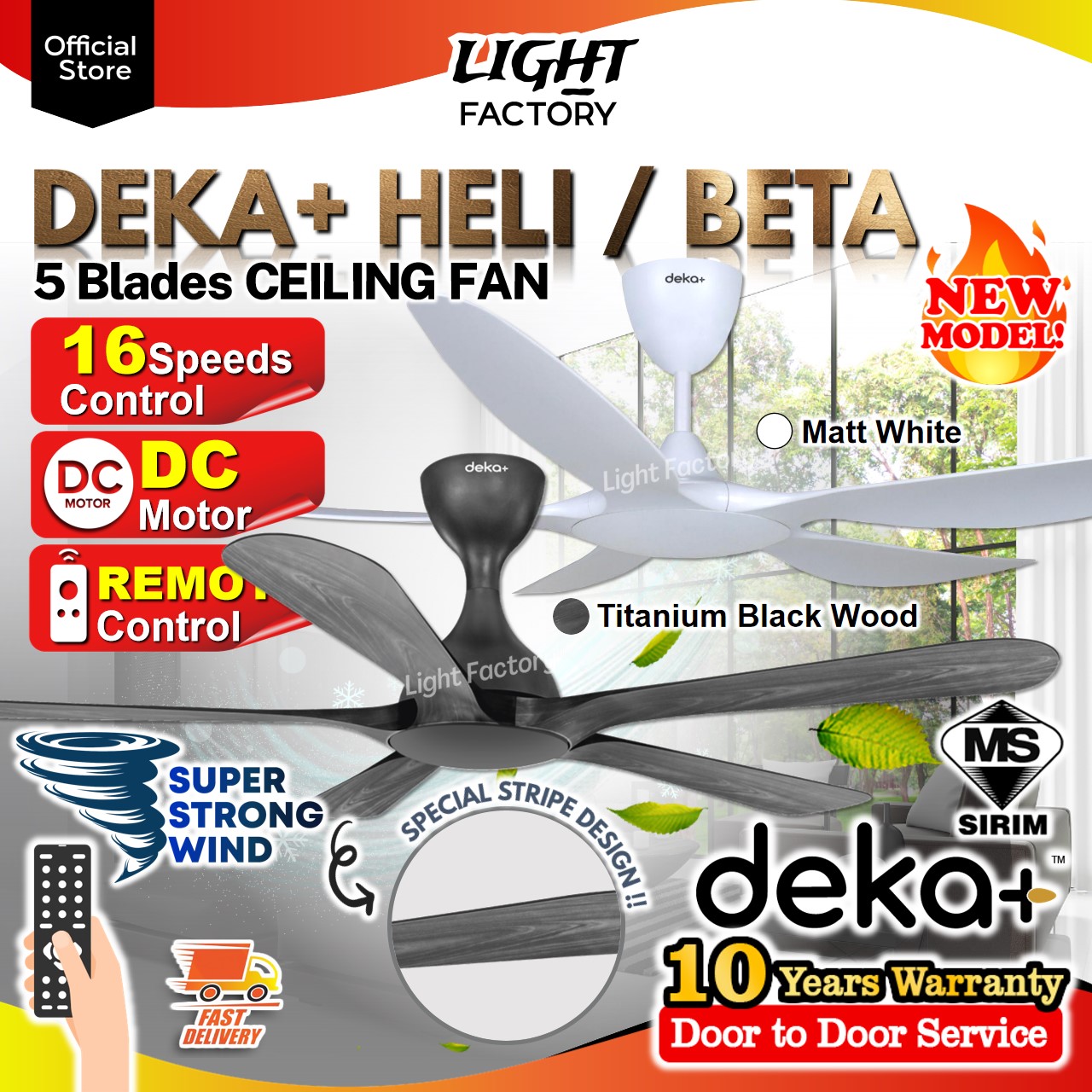 🔥2024 NEW🔥DEKA+ BETA / HELI 56" DC Motor 5 Blades Ceiling Fan 14 Speeds ...