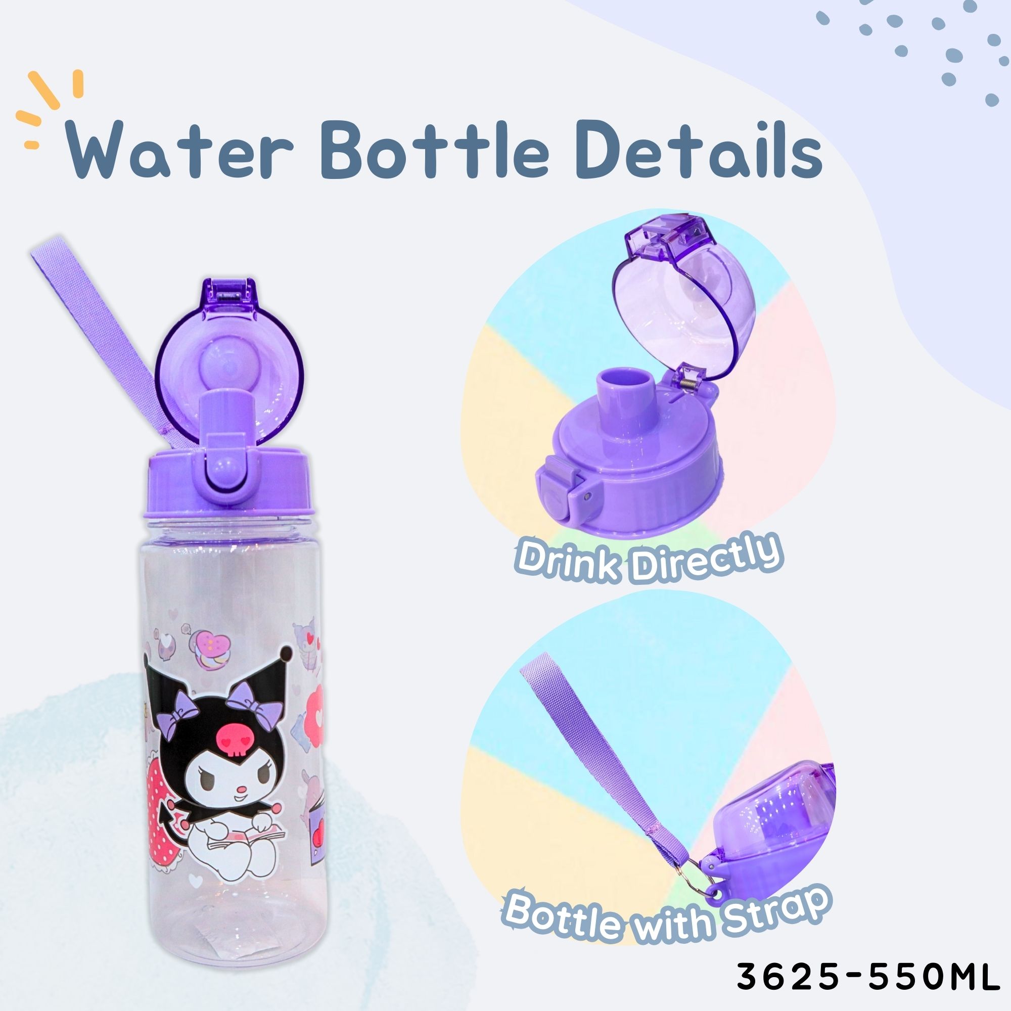 3625 / 550ml CARTOON SANRIO DESIGN Water Bottle / Botol Air / Kanak ...