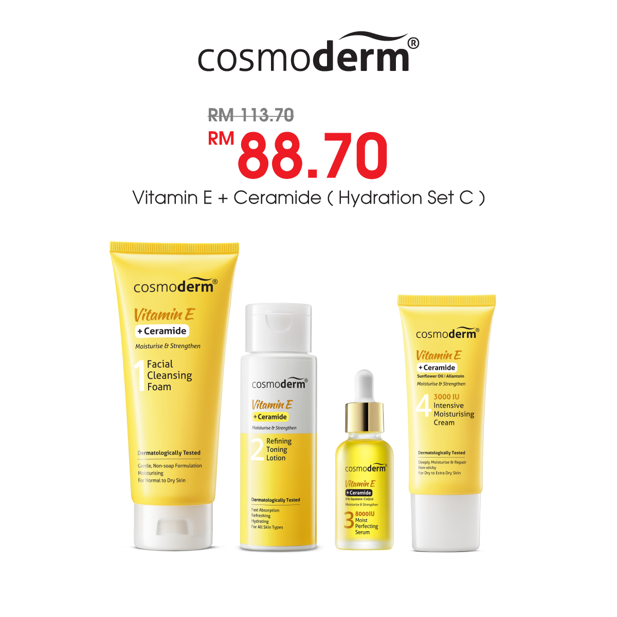 Cosmoderm Vitamin E + Ceramide (Hydration Set C) | Shopee Malaysia