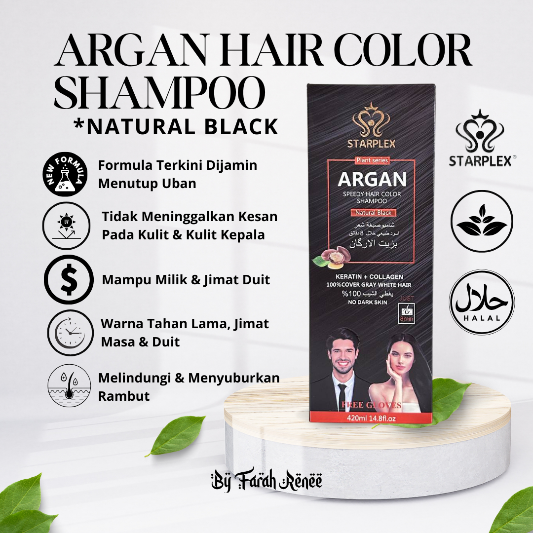 HALAL Starplex Argan Shampoo Uban Halal Pewarna Rambut Telus Air ...