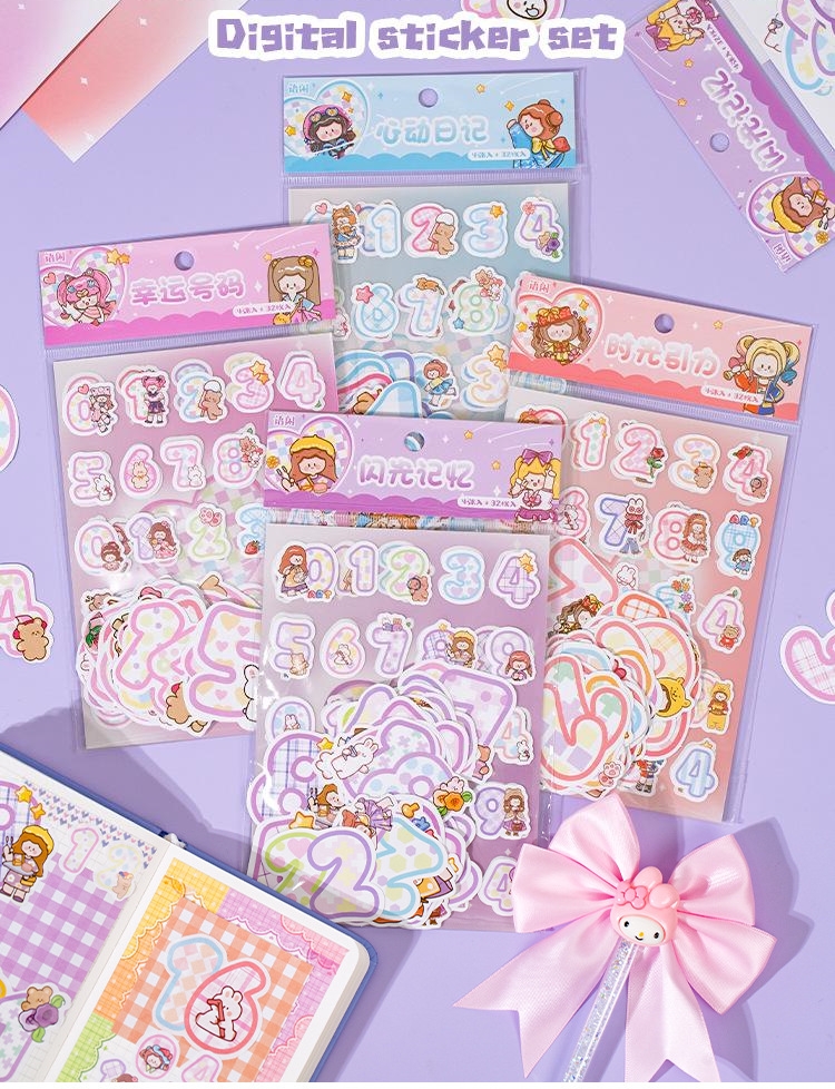 Cute Cartoon Perpetual Calendar Date & Digital Numbers Deco Stickers ...