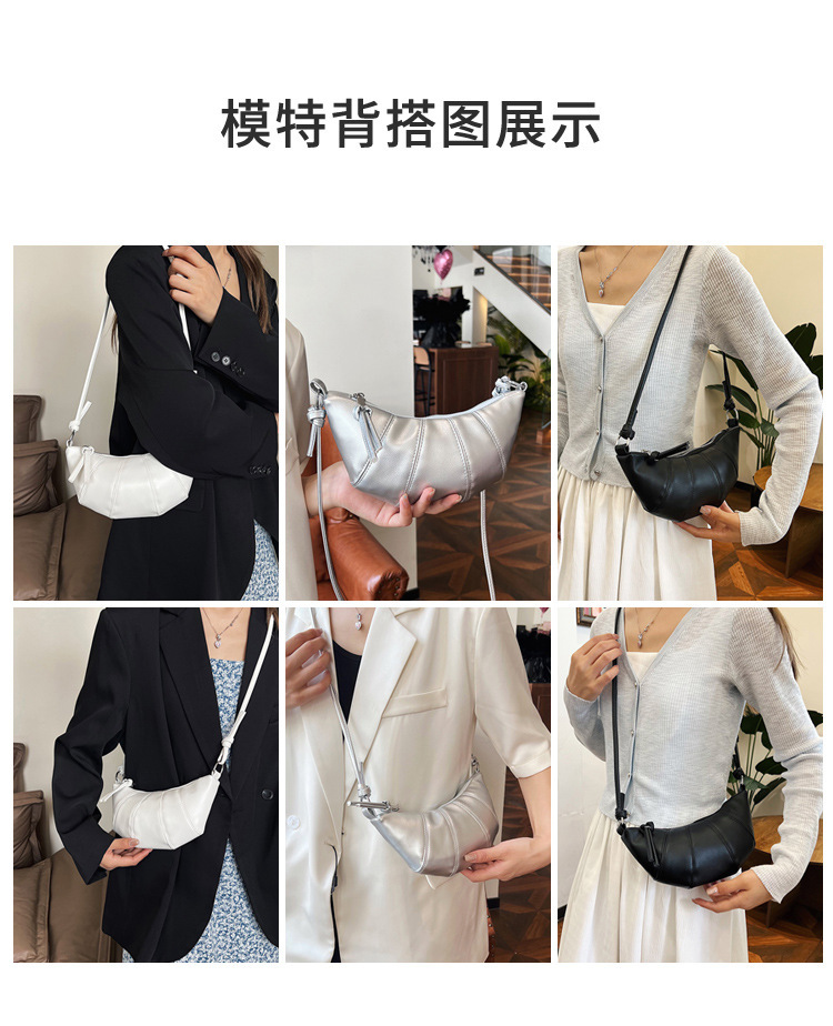 Beg Silang Croissant Niche Beg Messenger Beg Dumpling Tekstur Kulit PU ...