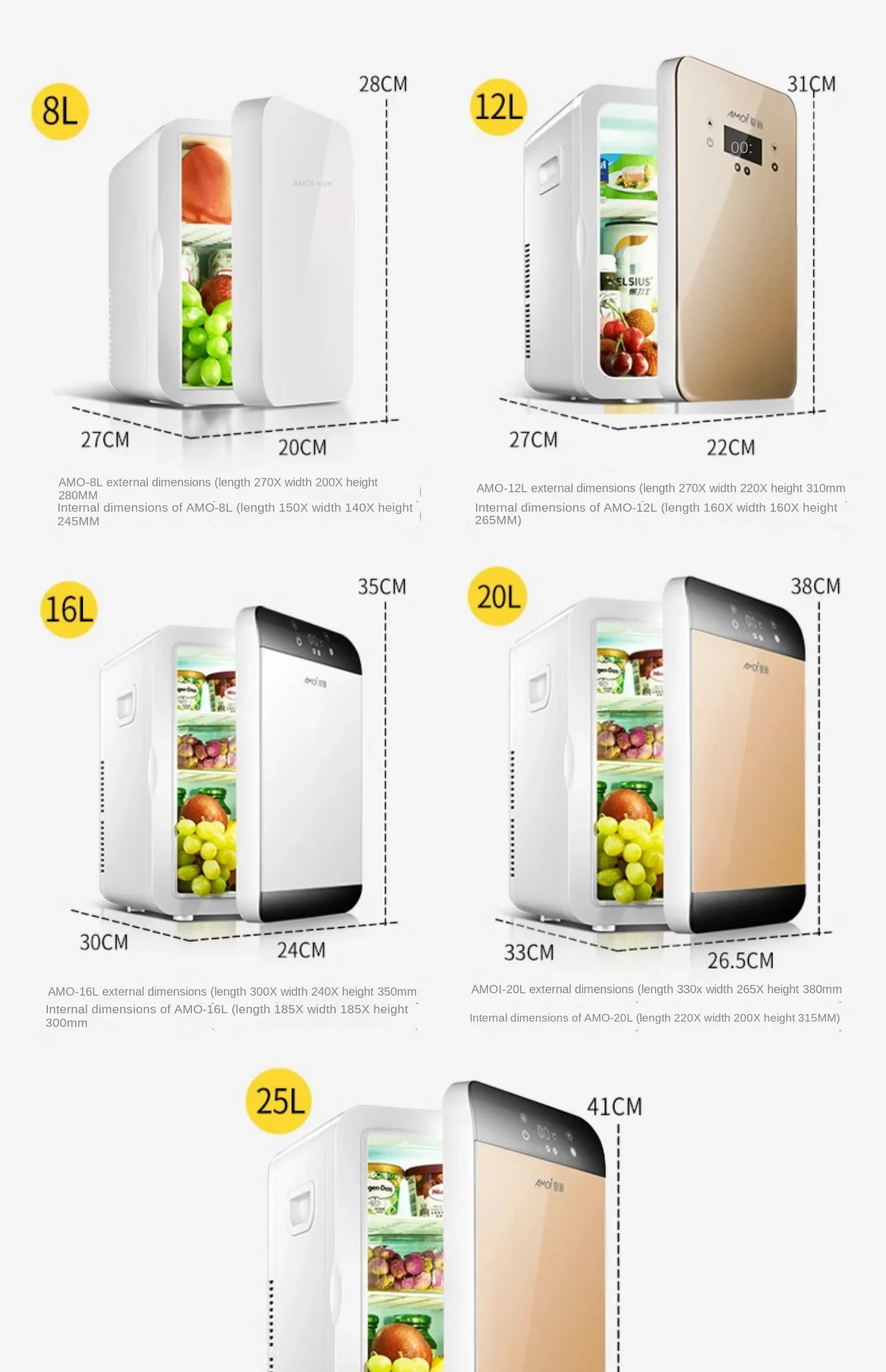 AMOI 8L/16L/25L Portable Refrigerator Mini Fridge Cooler & Warmer ...