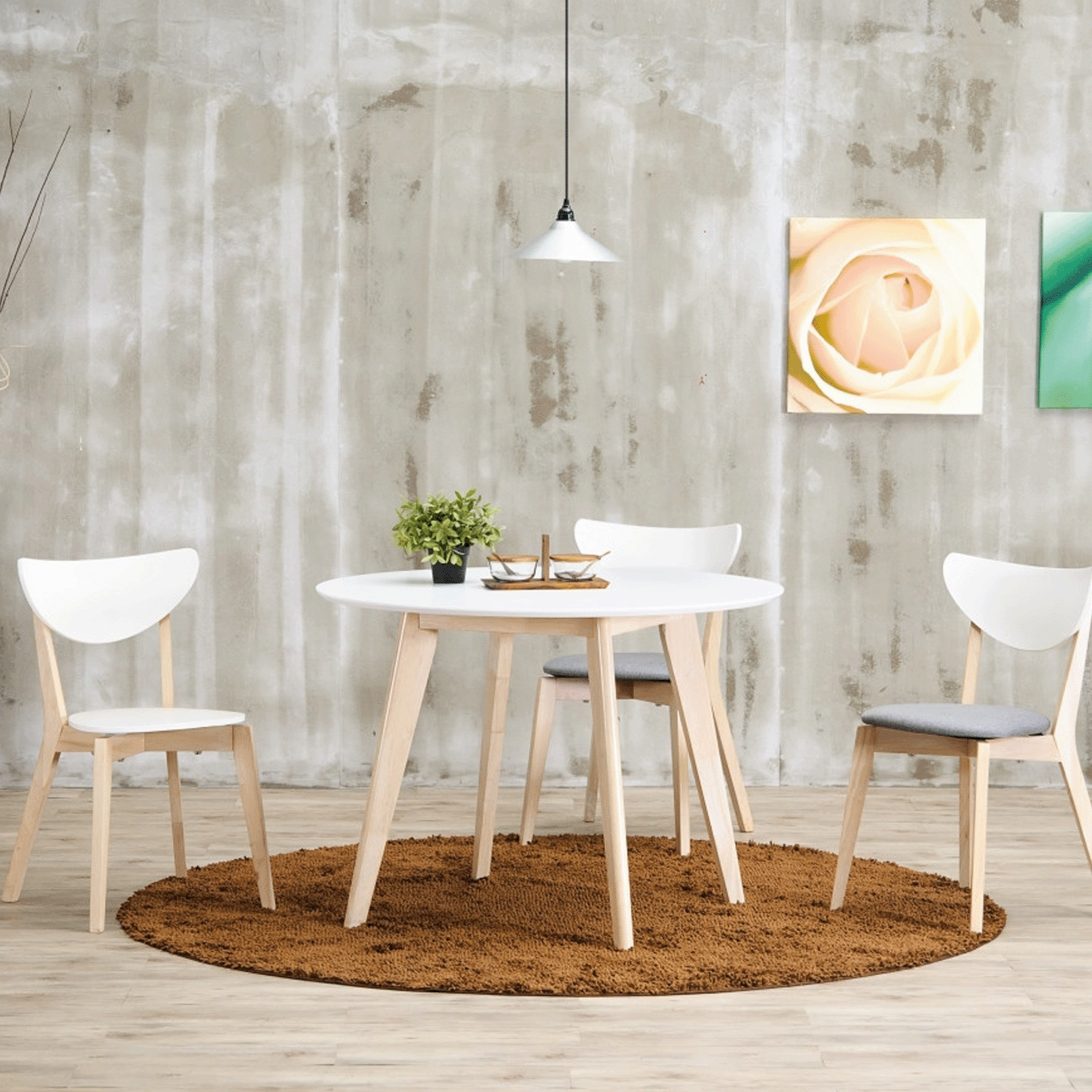 HOMATRIX Wooden Round Dining Table Set Scandinavian Coffee Table Meja ...