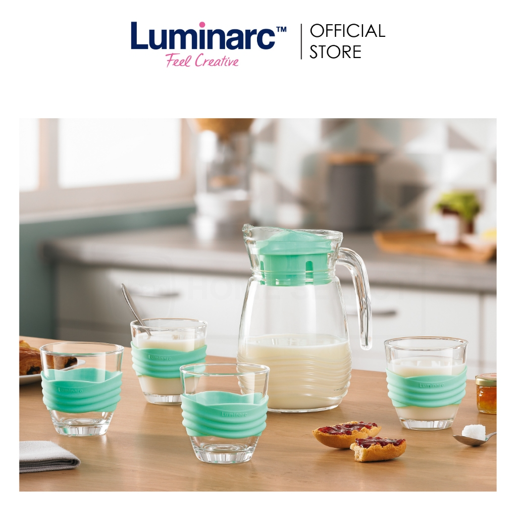 Luminarc 5Pcs Coastline Glass Water Jug + Tumblers Set - (1000+250ML ...