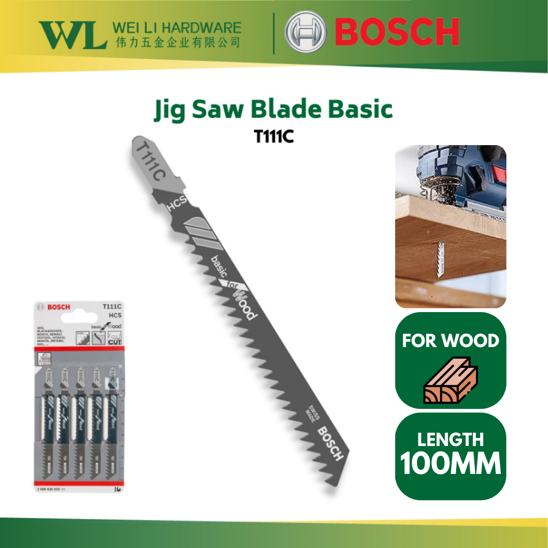 BOSCH T111C 100mm Jig Saw Blade for Wood/608630033 1pcs/pkt Mata Jig ...