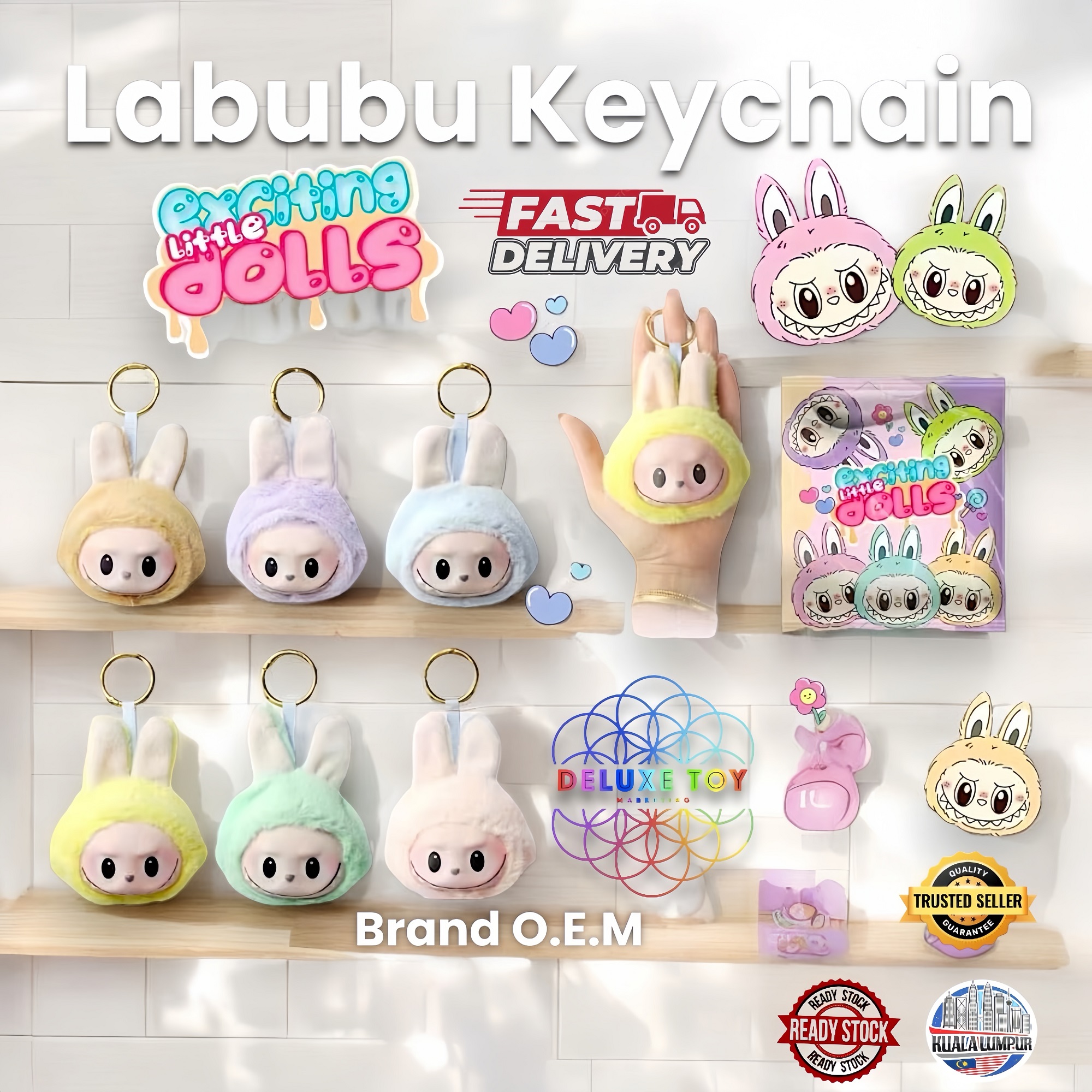 LABUBU SOFT TOY DOLL 1.0 CUTE LITTLE MONSTER KEYCHAINS VIRAL DOLL ...