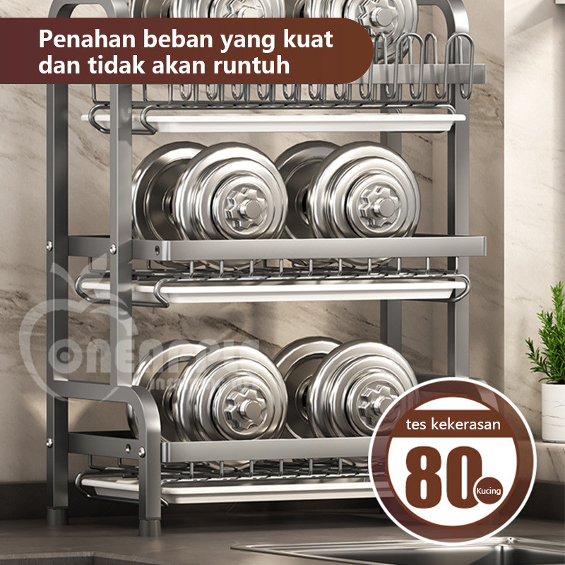 UPGRADE VERSION 2L & 3L Stainless Steel Kitchen Dish Drainer Rack with ...