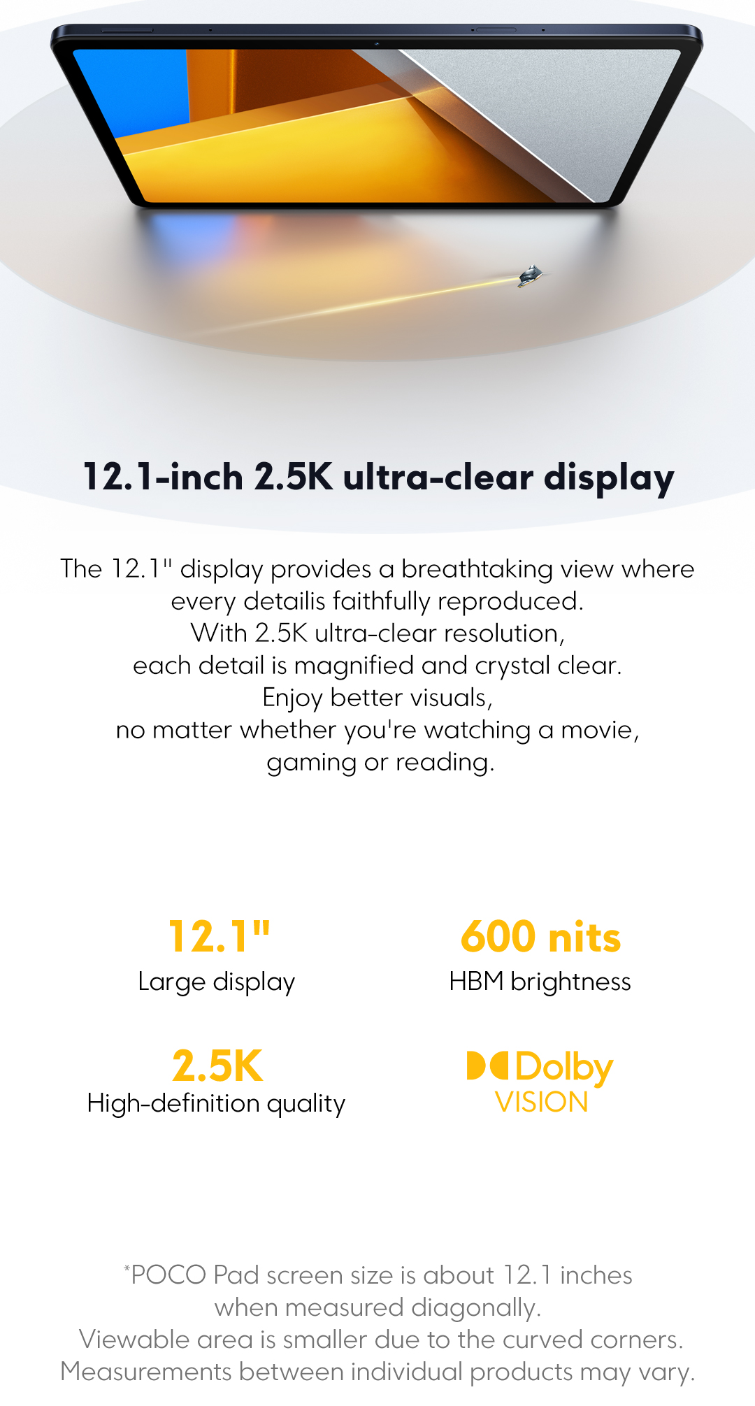 POCO Pad 8GB+256GB 12.1'' 2.5K 120Hz display/10000mAh battery/tablet ...