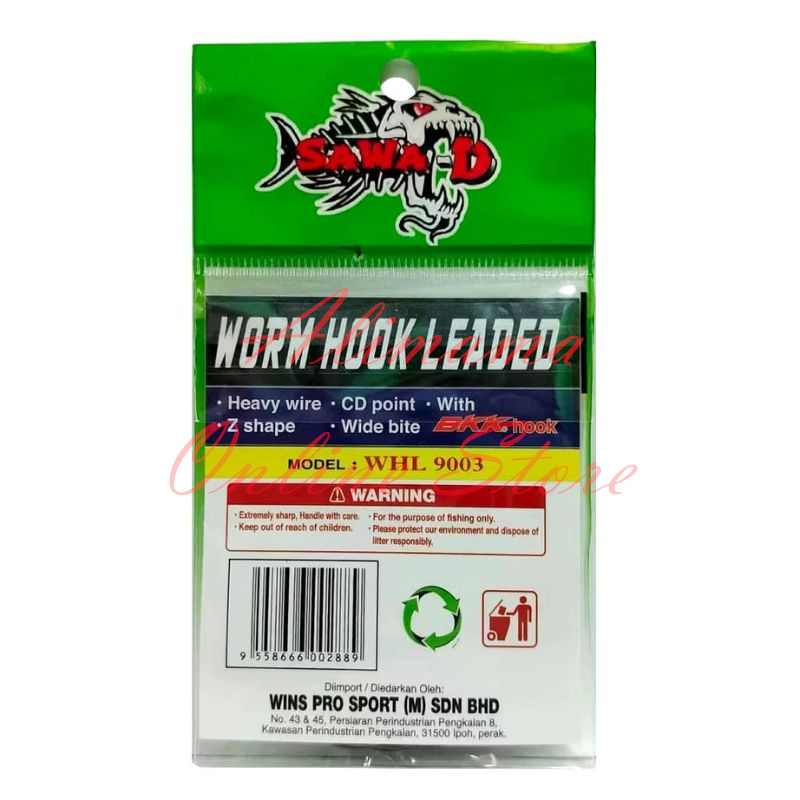 SAWA-D WHL9003 WORM HOOK LEADER SUPER FISHING HOOK MATA KAIL SOFT BAIT ...