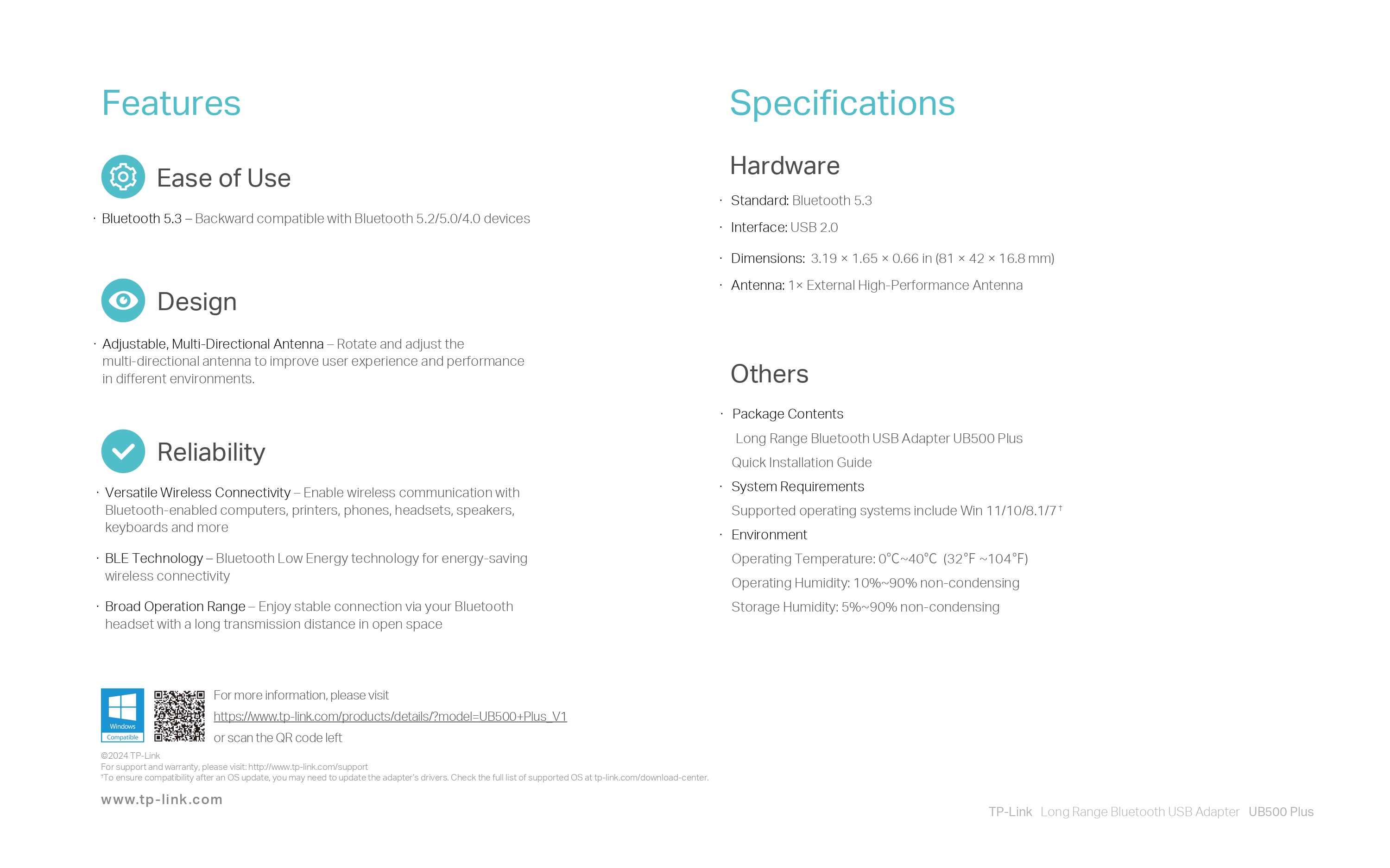 TP-Link UB500 Plus Long Range Bluetooth USB Adapter | Shopee Malaysia