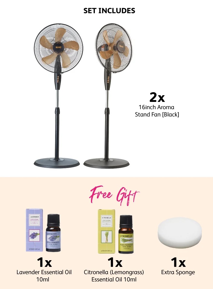 Selamat 16 inch Aroma Stand Fan- Twin Pack Deal (2pcs 16" Stand Fan ...