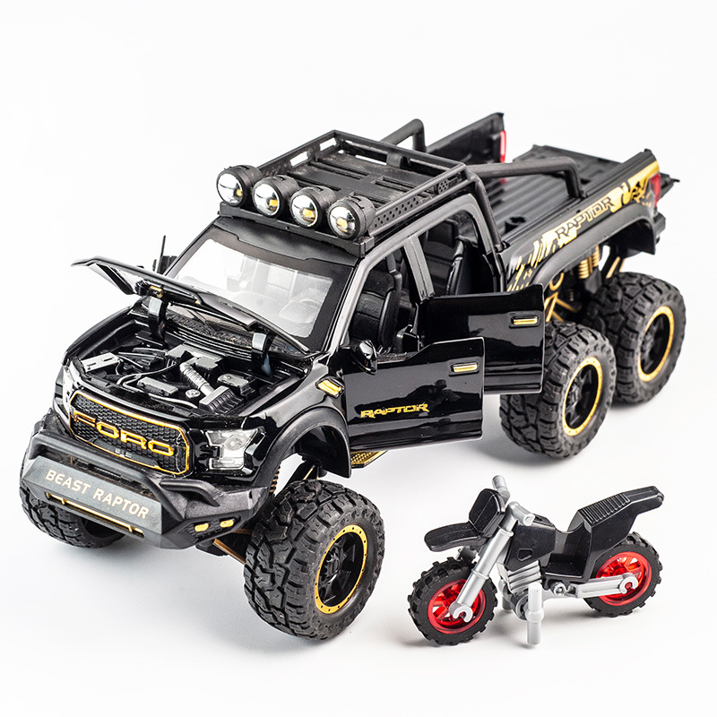DIECAST 1:24 Scale Alloy Ford Raptor F150 6x 6 Beast Car Mini Motor ...