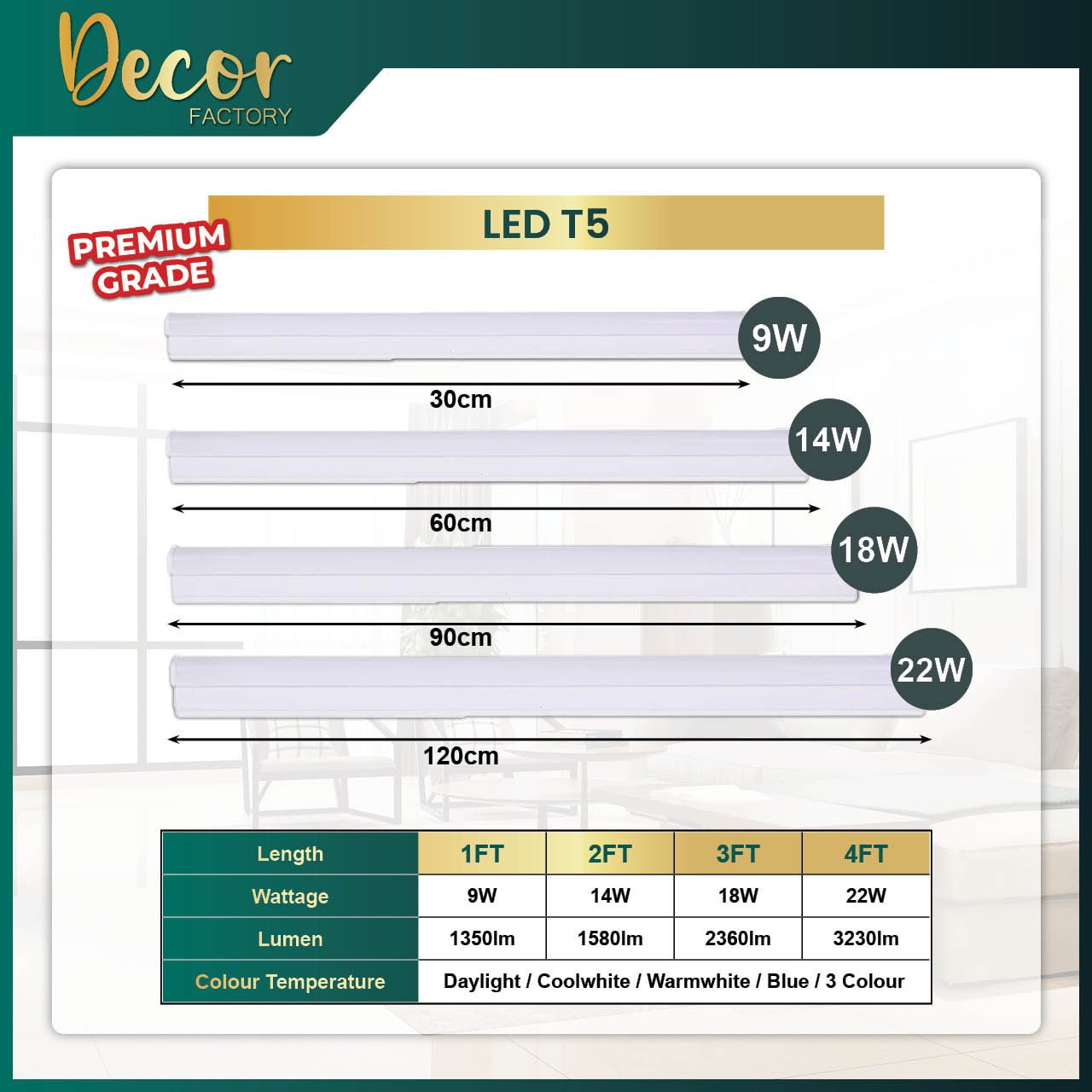 PREMIUM LED T5 Tube Light LED T5 Tube Drop Curve Ceiling Light T5 Light ...