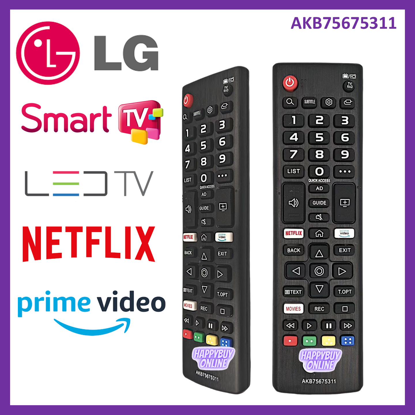 LG Smart TV Remote Control AKB75675311 LG Netflix Prime Video Smart TV ...