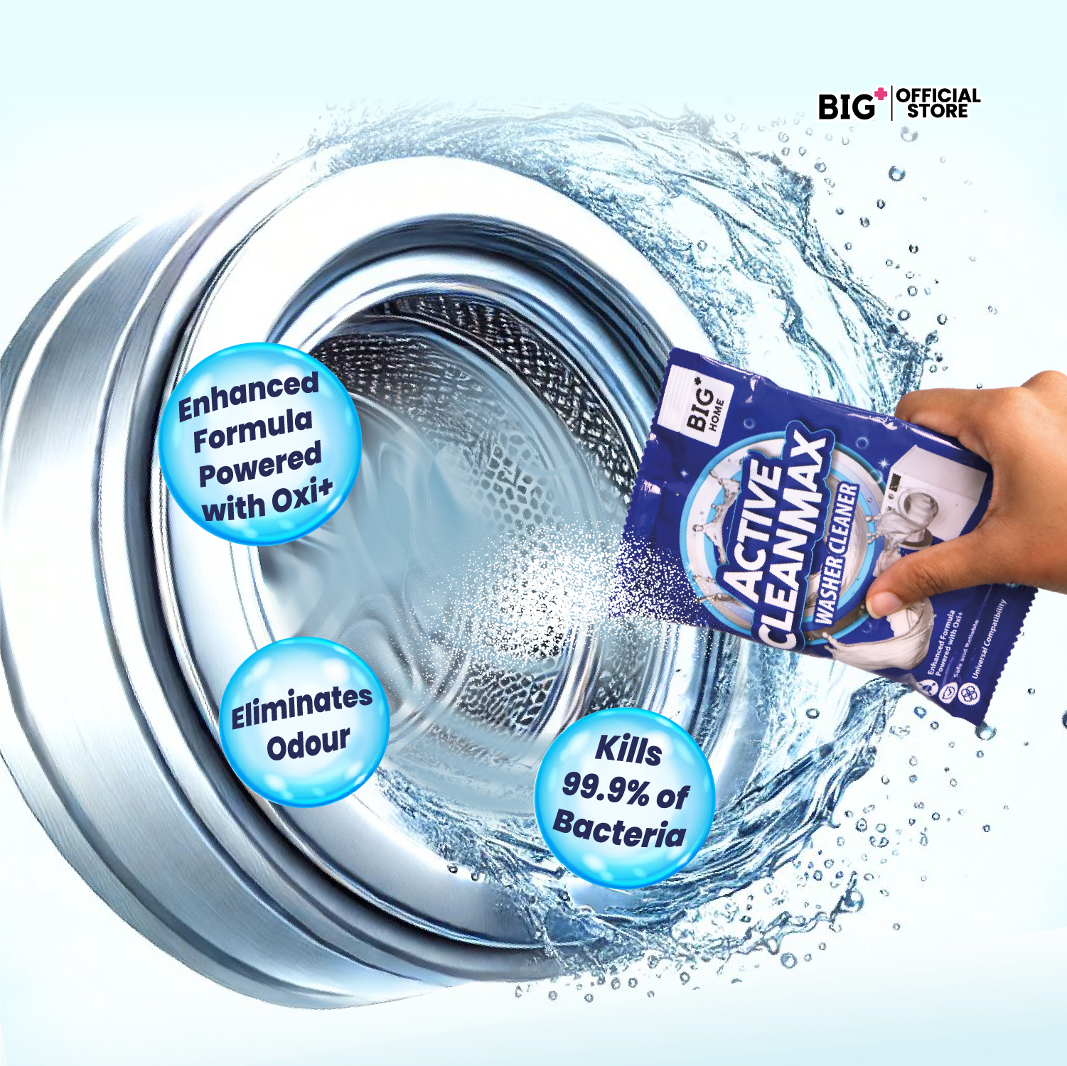 BIG+ Active CleanMax Washing Machine Cleaner (1 Pack 125g) Washer Tub ...