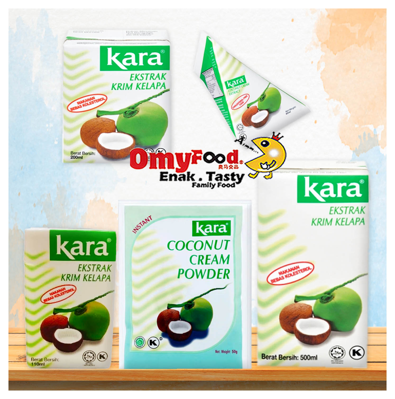 65ml / 200ml / 500ml 110ml Kara Coconut Cream Extract, 50g Coconut Cream Powder [OmyFood ...