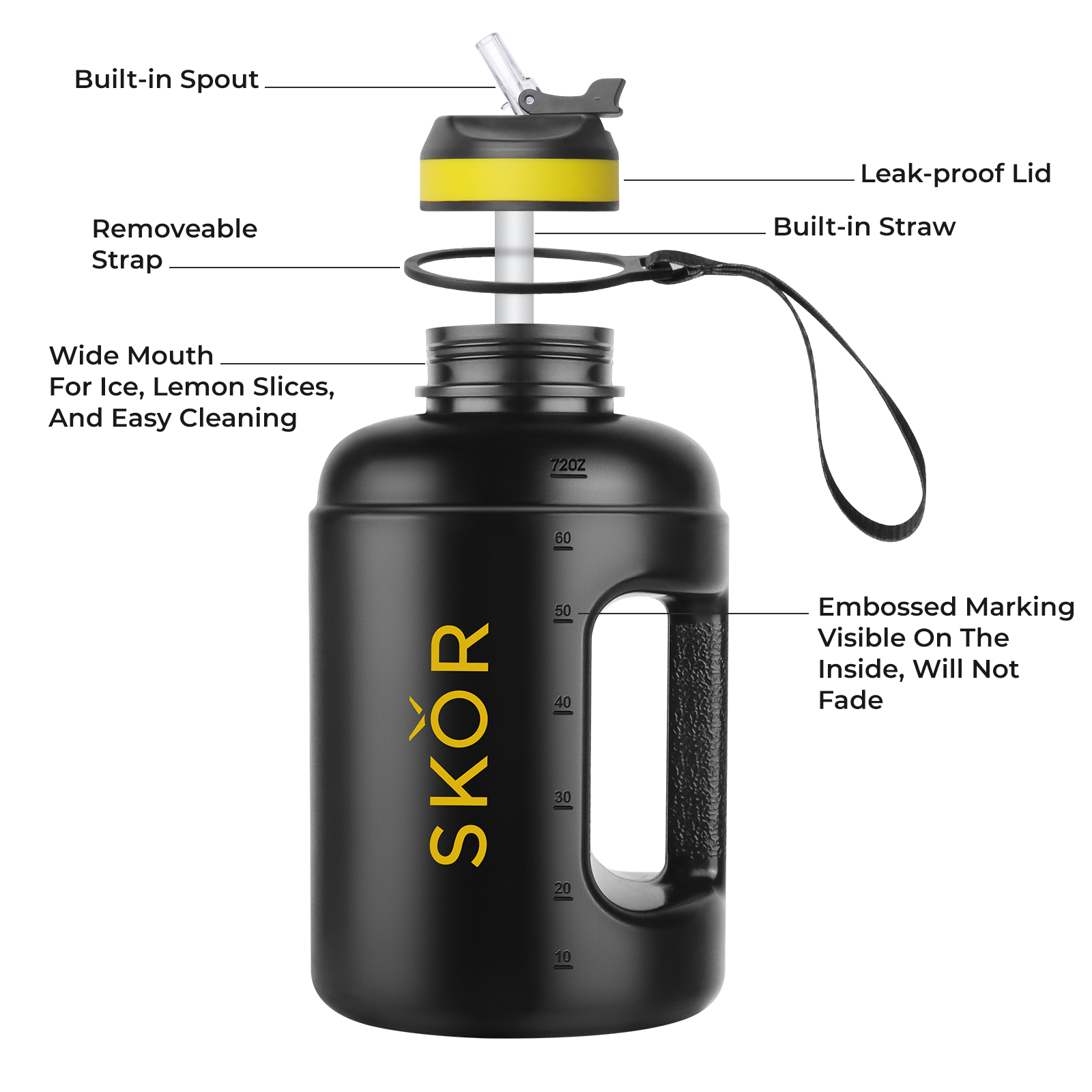 SKOR Sports & Outdoors Water Bottle, Leakproof BPA-Free Shock-Resistant ...