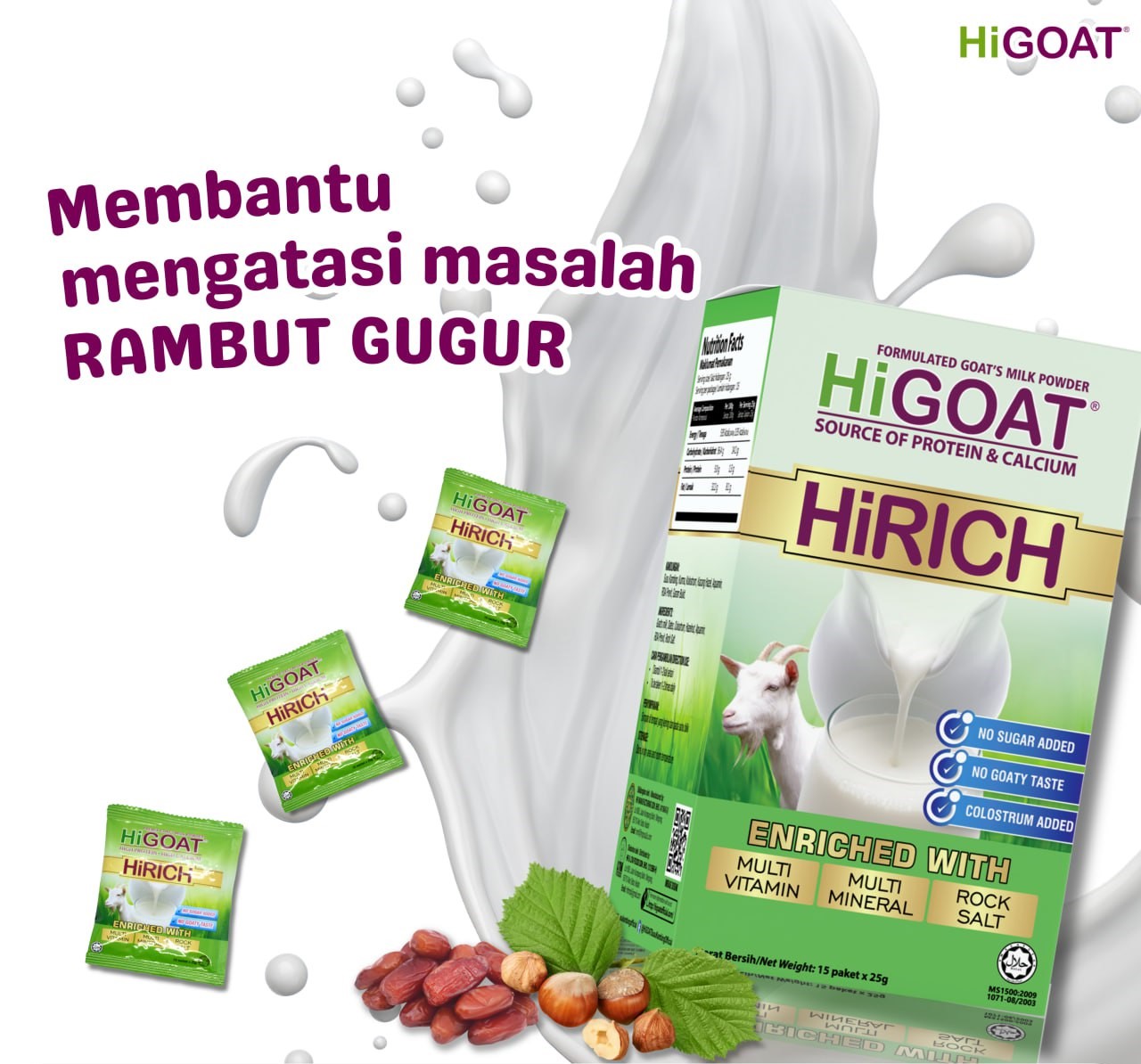 HiGOAT Hi Goat Hirich with Colostrum (15 Sachets) Added Multivitamin ...
