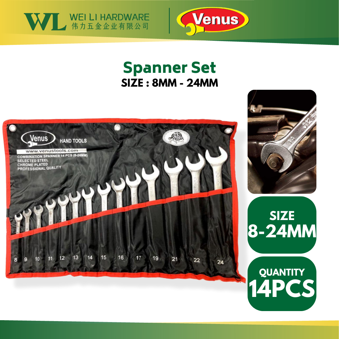 VENUS 8-24mm 14pcs Professional Combination Wrench Spanner Set / Spanar ...