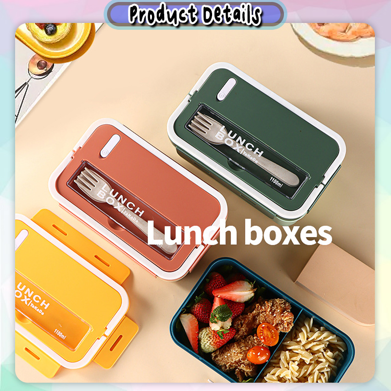 [Little B House] Lunch Box With Cutlery Set Bento Lunch Box Lunch Box ...