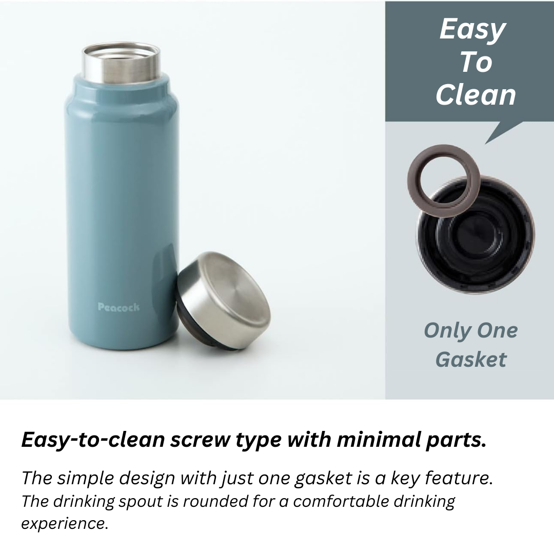 PEACOCK AKY-60 600ML Lifestyle Thermos Water Bottle SUS304 Stainless Steel Lightweight Tumbler ...