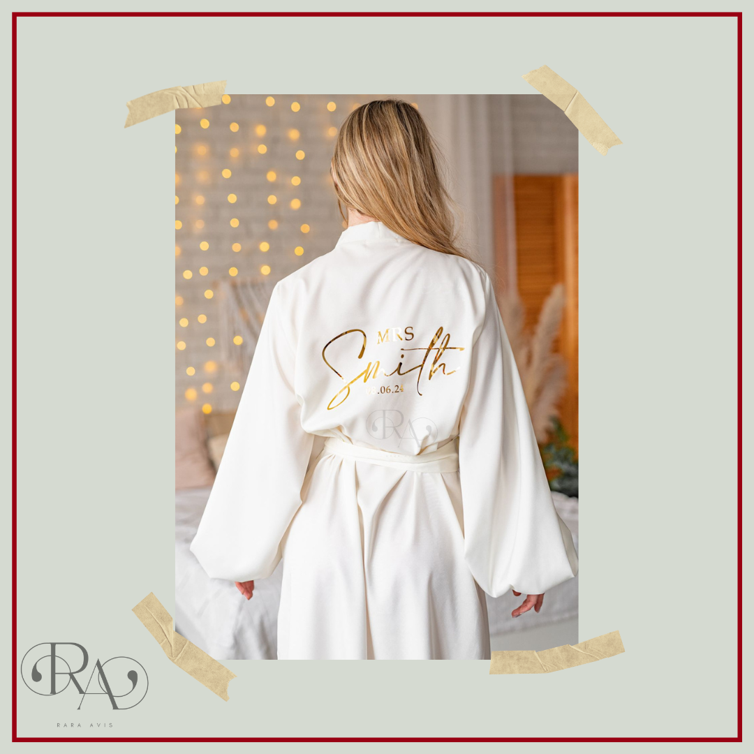 Custom Personalised Plain Bride & Bridesmaid Satin Robe Free Size ...