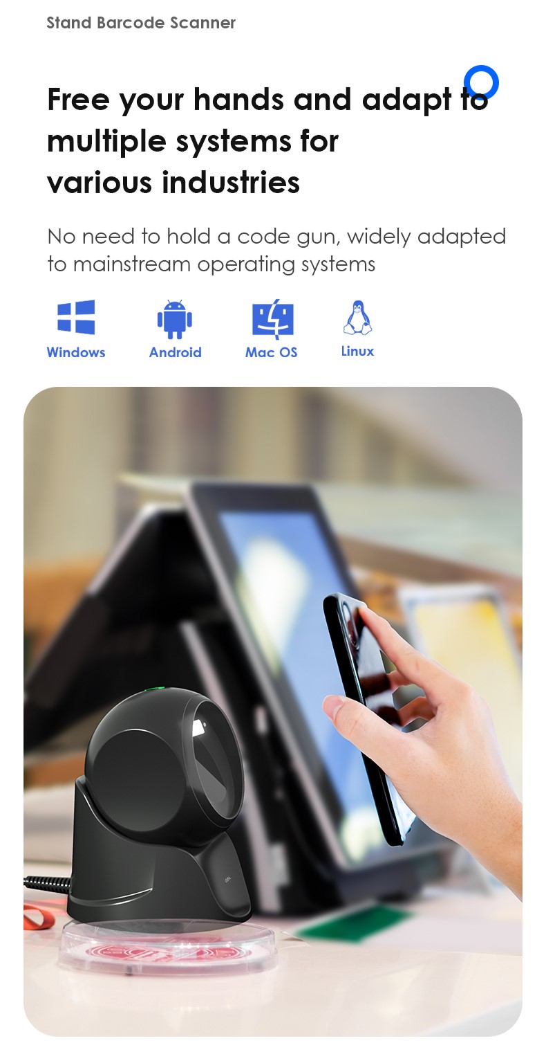 Deli Stand Barcode Scanner 1D 2D LED Table QR Code Scanner Phone QR ...