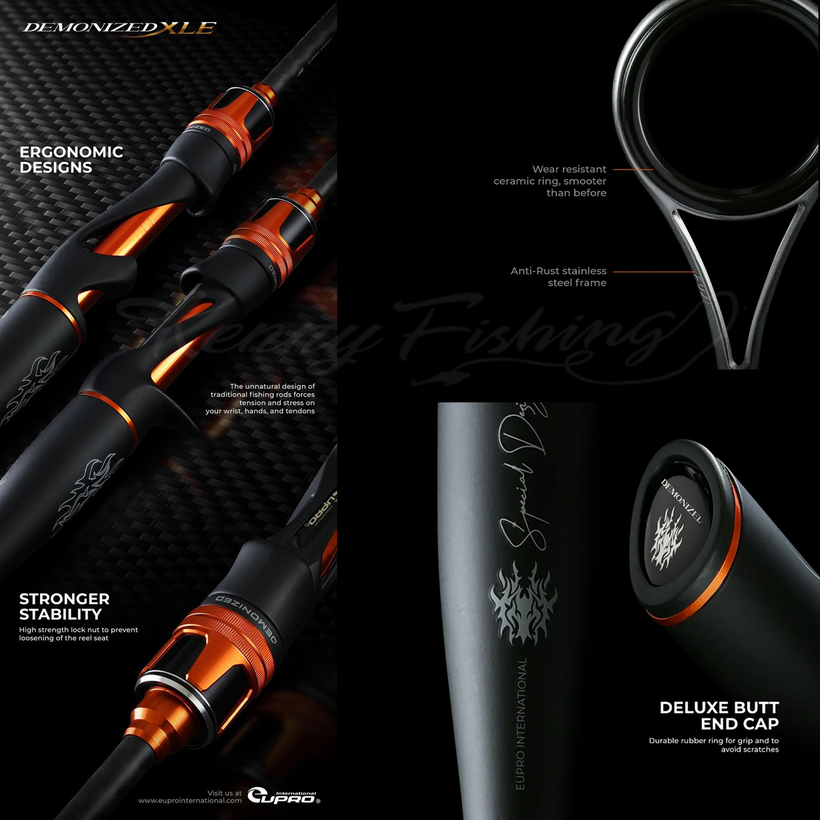 Eupro Demonized XLE Fuji Guide Casting Rod Spinning Rod 2 Pieces ...